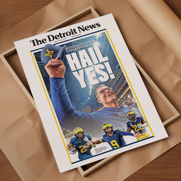 Michigan Hail Yes National Championship Front Page Wall Art – Pediment ...