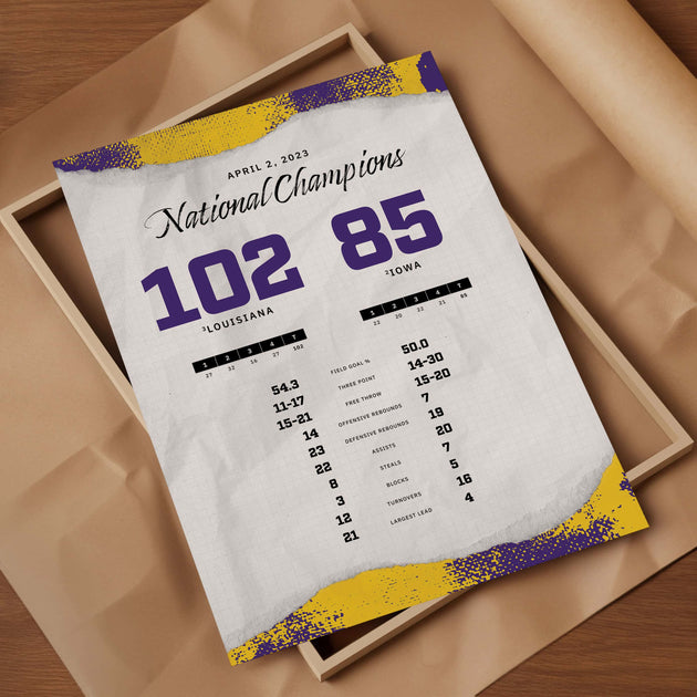 LSU Women's Basketball Championship By the Numbers Wall Art – Pediment ...
