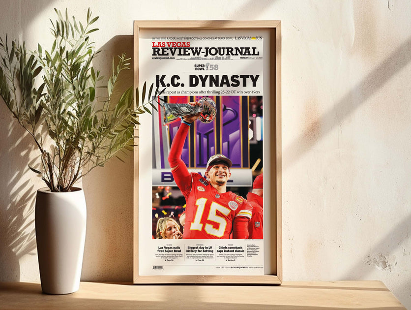 K.C. Chiefs Dynasty 2023-24 Champs Front Page Wall Art – Pediment ...