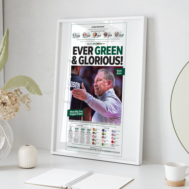 MSU Tom Izzo Ever Green & Glorious Commemorative Front Page Wall Art ...