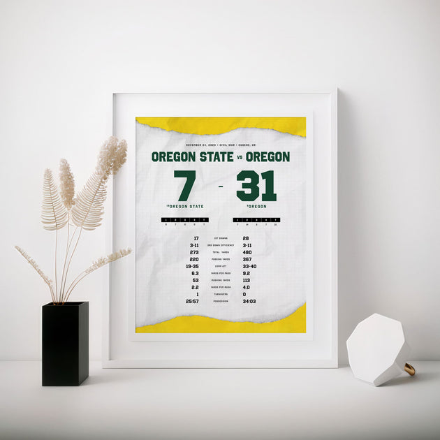 Oregon Beats Oregon State By the Numbers Wall Art (Nov. 24, 2023 ...