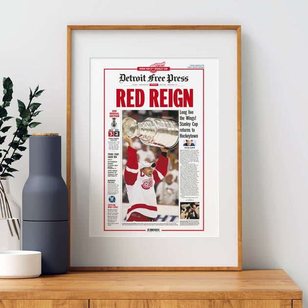 Detroit Red Wings 11th Stanley Cup Red Reign Front Page Wall Art ...