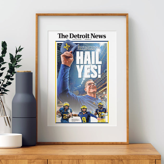 Michigan Hail Yes National Championship Front Page Wall Art – Pediment ...