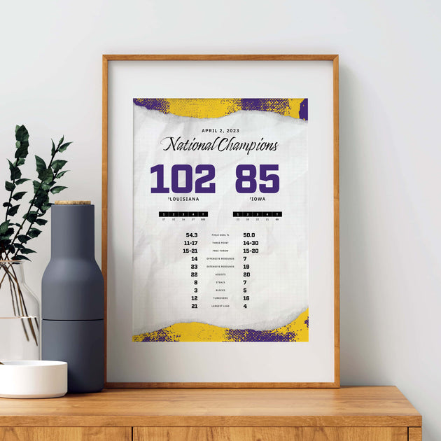 LSU Women's Basketball Championship By the Numbers Wall Art – Pediment ...