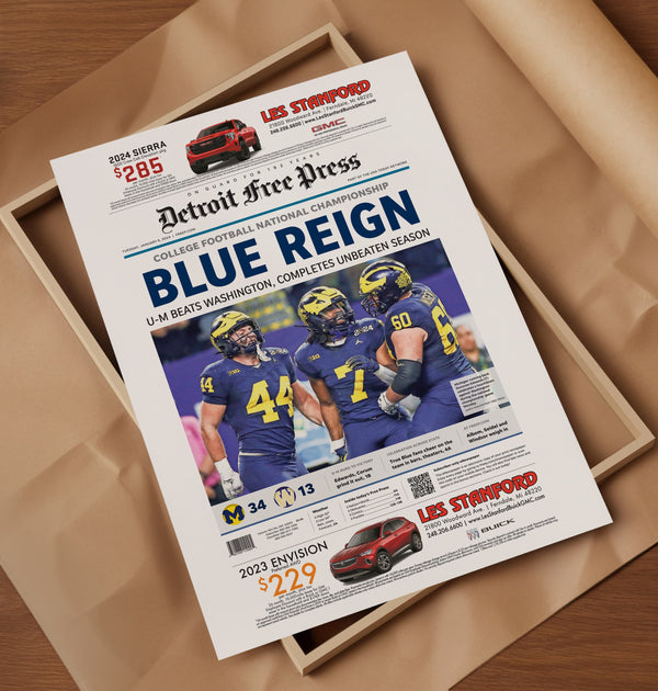 Michigan Blue Reign National Championship Front Page Wall Art ...