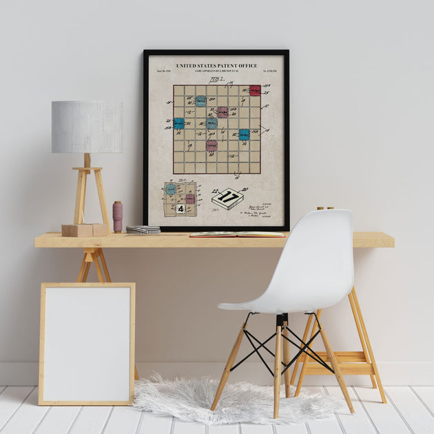 Scrabble Patent Wall Art (Colorized and 4 Design Options) – Pediment ...
