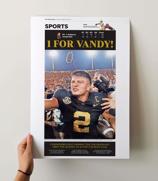Vandy Beats Alabama Front Page Wall Art – Pediment Publishing