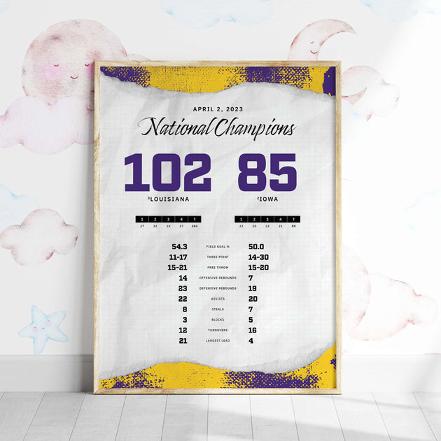 LSU Women's Basketball Championship By the Numbers Wall Art – Pediment ...