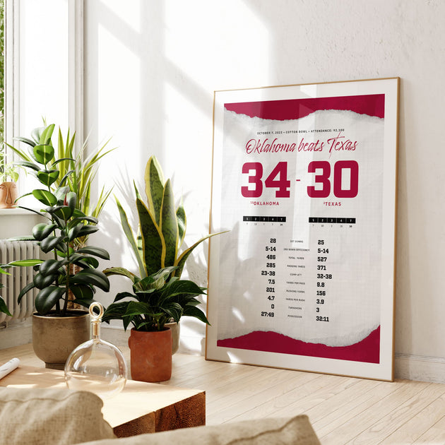 Oklahoma Beats Texas By the Numbers Wall Art (Oct. 7, 2023) – Pediment ...