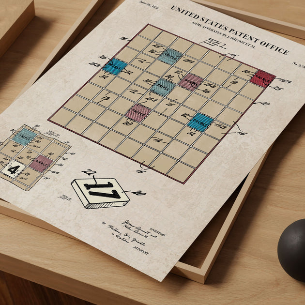 Scrabble Patent Wall Art (Colorized and 4 Design Options) – Pediment ...