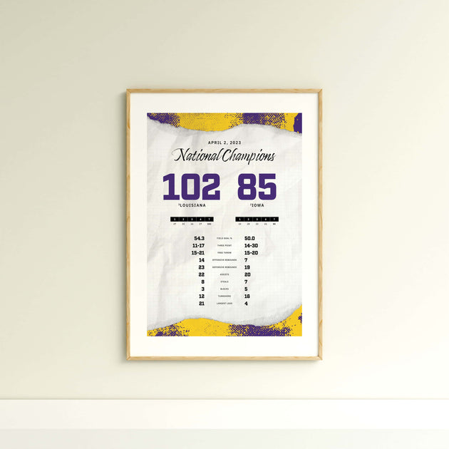 LSU Women's Basketball Championship By the Numbers Wall Art – Pediment ...