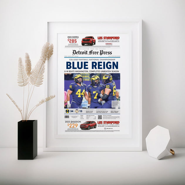 Michigan Blue Reign National Championship Front Page Wall Art ...