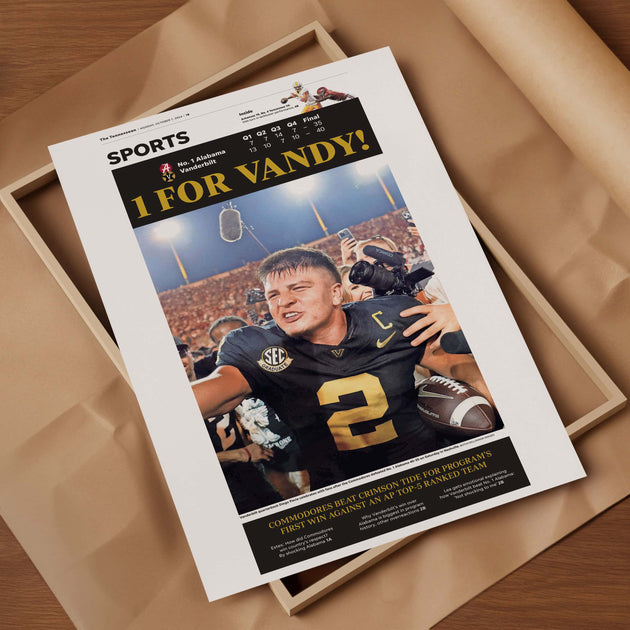 Vandy Beats Alabama Front Page Wall Art – Pediment Publishing