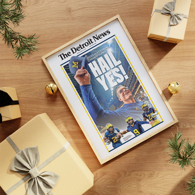 Michigan Hail Yes National Championship Front Page Wall Art – Pediment ...