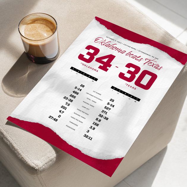 Oklahoma Beats Texas By the Numbers Wall Art (Oct. 7, 2023) – Pediment ...