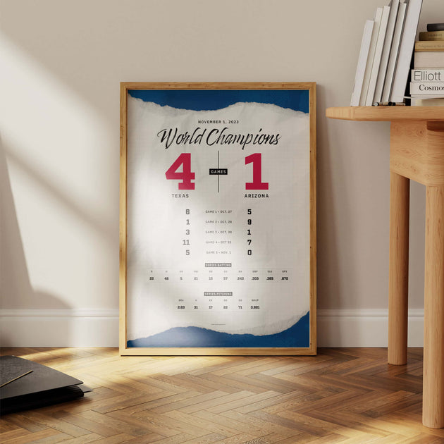 Texas World Champions of Baseball By the Numbers Wall Art – Pediment ...