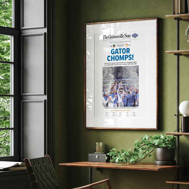 Florida Gator Chomps SEC Champs Front Page Wall Art – Pediment Publishing
