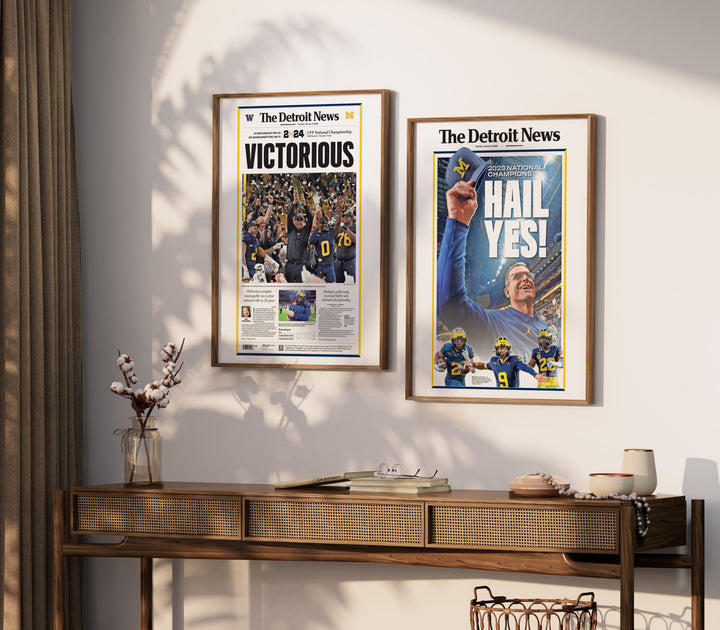 Michigan Hail Yes National Championship Front Page Wall Art – Pediment ...