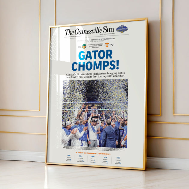 Florida Gator Chomps SEC Champs Front Page Wall Art – Pediment Publishing