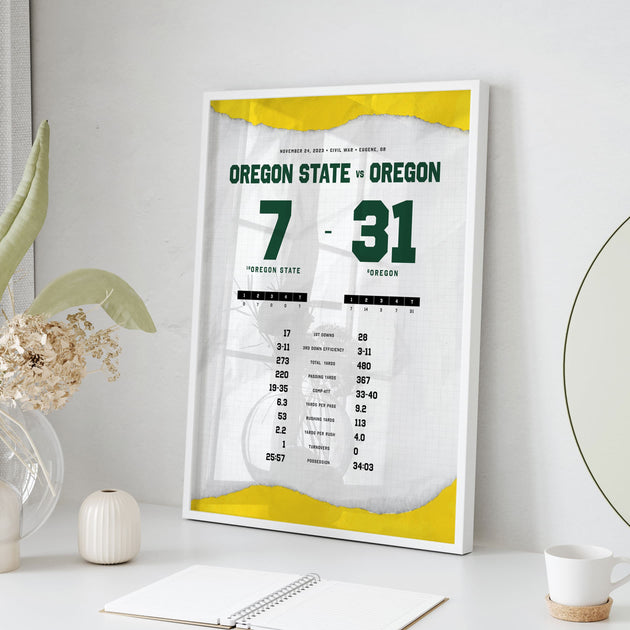 Oregon Beats Oregon State By the Numbers Wall Art (Nov. 24, 2023 ...