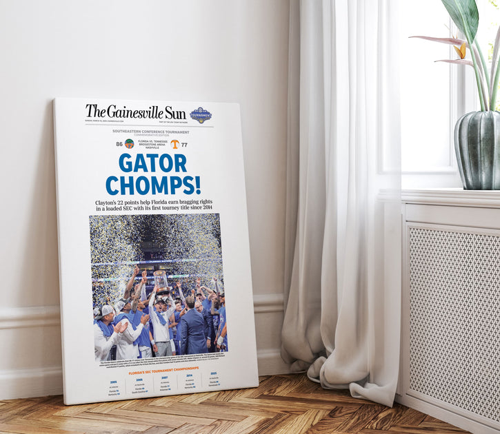 Florida Gator Chomps SEC Champs Front Page Wall Art – Pediment Publishing