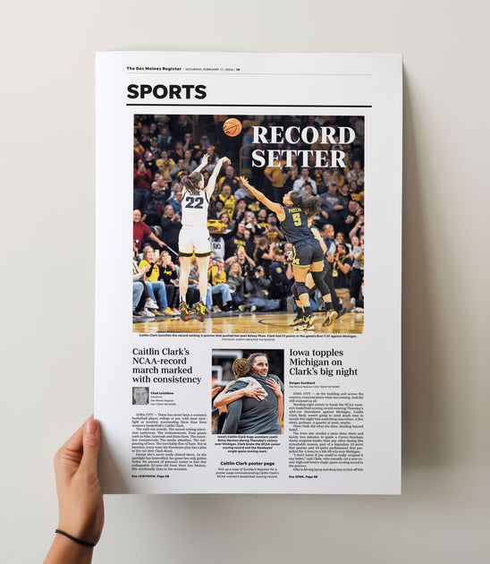 Caitlin Clark Record Setter Front Page Wall Art – Pediment Publishing