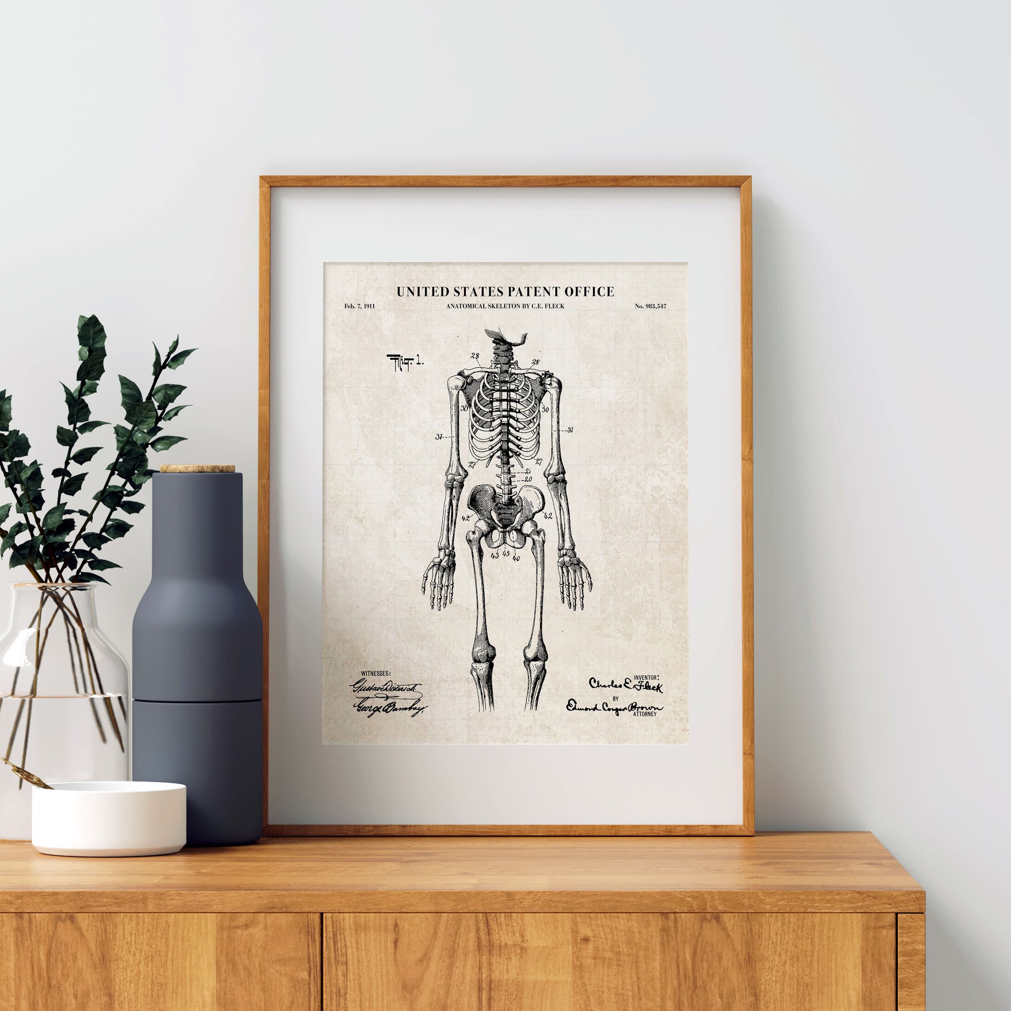 Anatomical Skeleton Patent Wall Art (3 Design Options) – Pediment ...