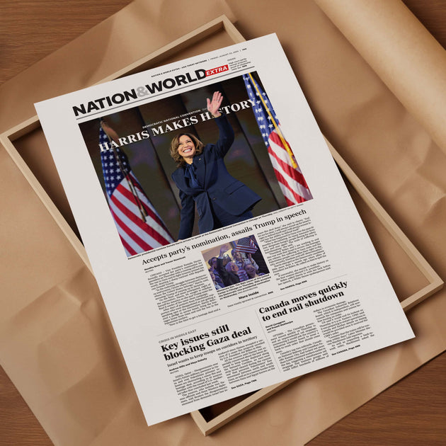 Kamala Harris Accepts Presidential Nomination Newspaper Front Page Wal ...