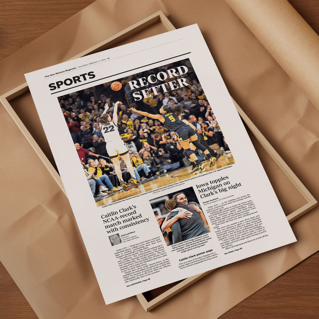 Caitlin Clark Record Setter Front Page Wall Art – Pediment Publishing
