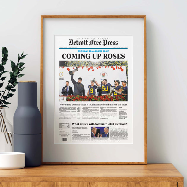 Michigan Coming Up Roses Rose Bowl Champs Front Page Wall Art ...