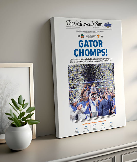 Florida Gator Chomps SEC Champs Front Page Wall Art – Pediment Publishing
