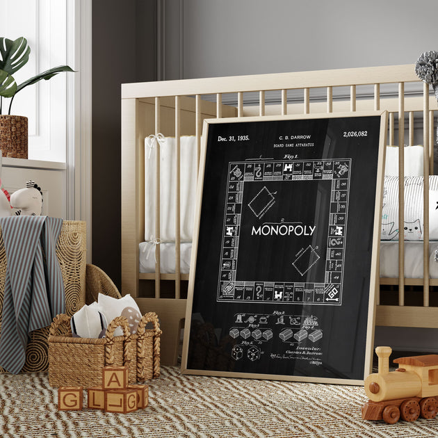 Monopoly Board Game Patent Wall Art (Colorized and 4 Design Options ...