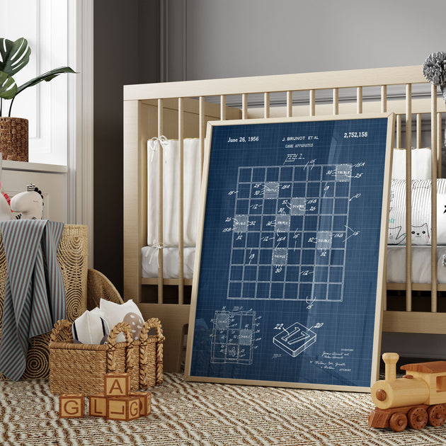 Scrabble Patent Wall Art (Colorized and 4 Design Options) – Pediment ...