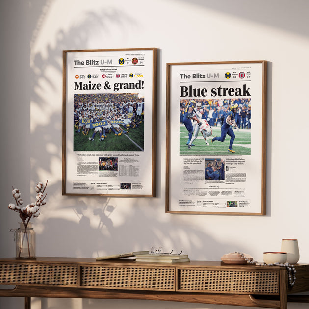 Michigan Wolverines 1,000th Win Front Page Wall Art – Pediment Publishing