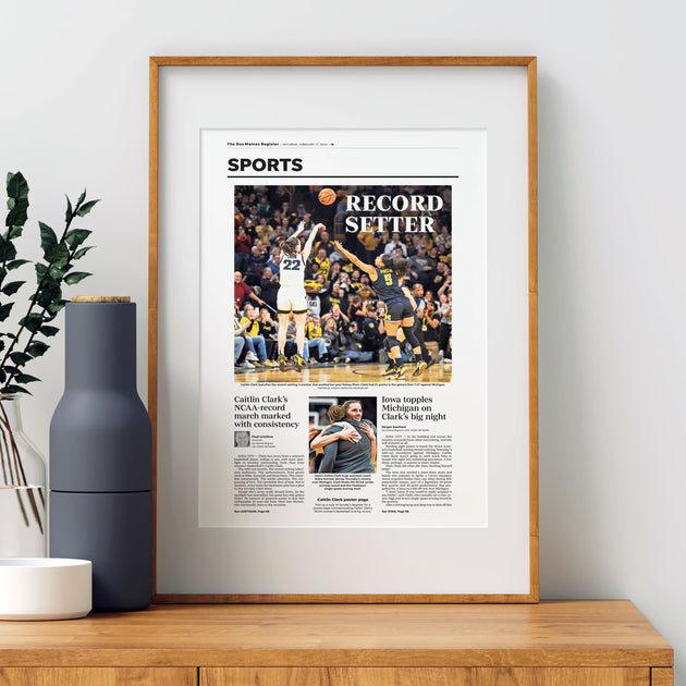 Caitlin Clark Record Setter Front Page Wall Art – Pediment Publishing