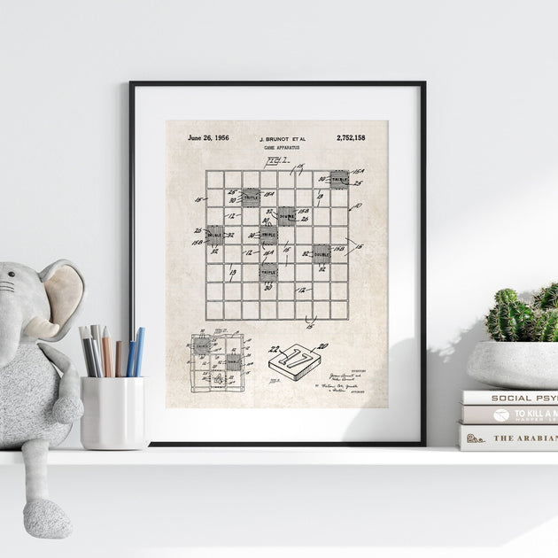Scrabble Patent Wall Art (Colorized and 4 Design Options) – Pediment ...