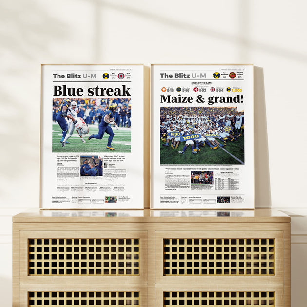 Michigan Wolverines 1,000th Win Front Page Wall Art – Pediment Publishing