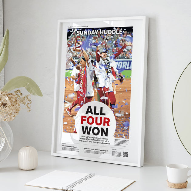Sooners Softball 2024 WCWS All Four One Front Page Wall Art – Pediment ...