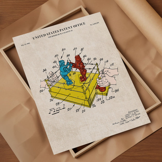 Rock 'Em Sock 'Em Robot Patent Wall Art (Color and 4 Design Options ...