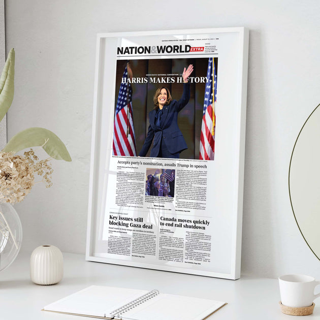 Kamala Harris Accepts Presidential Nomination Newspaper Front Page Wal ...
