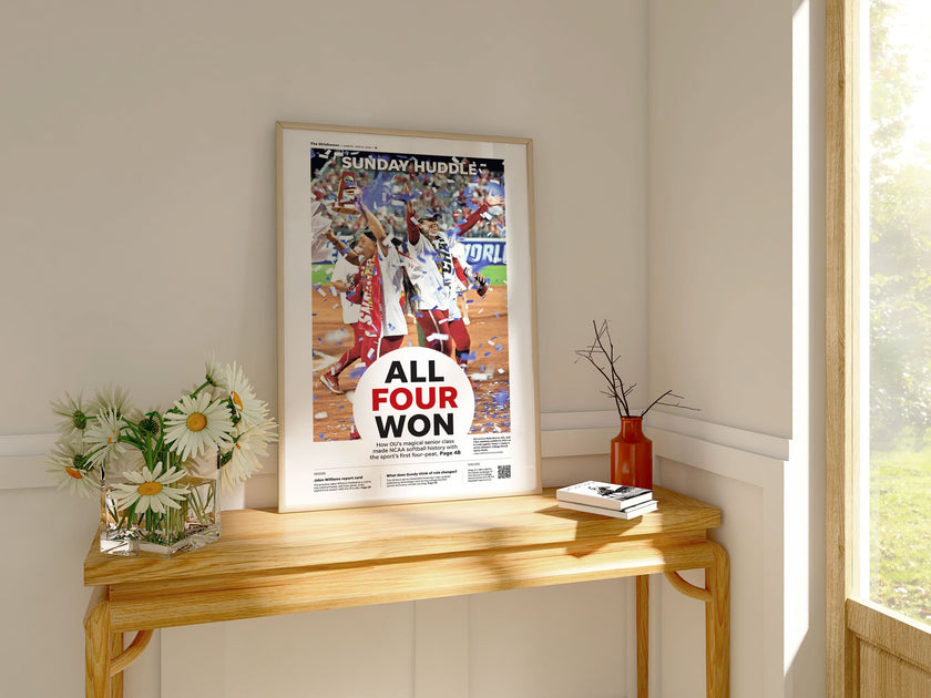 Sooners Softball 2024 WCWS All Four One Front Page Wall Art – Pediment ...