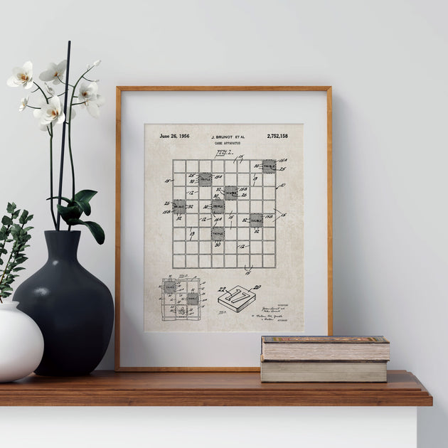 Scrabble Patent Wall Art (Colorized and 4 Design Options) – Pediment ...