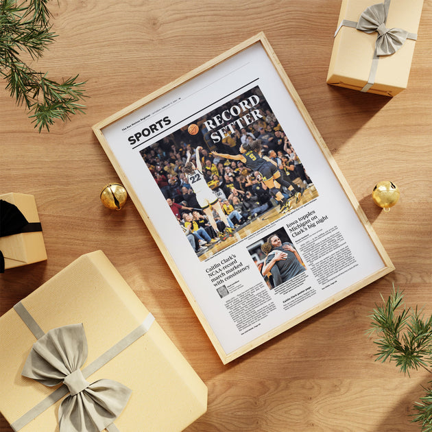 Caitlin Clark Record Setter Front Page Wall Art – Pediment Publishing