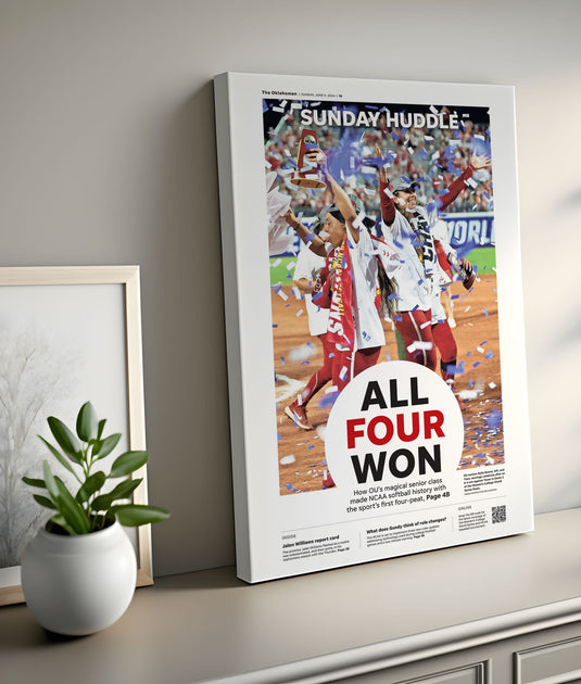 Sooners Softball 2024 WCWS All Four One Front Page Wall Art – Pediment ...