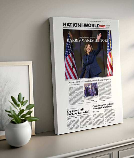 Kamala Harris Accepts Presidential Nomination Newspaper Front Page Wal ...
