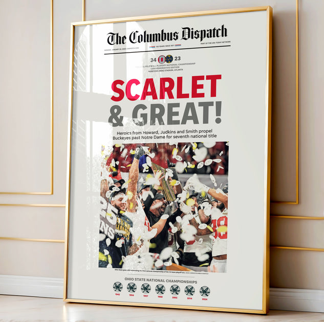 Ohio State Scarlet & Great! Seven National Championships Front Page Wa ...