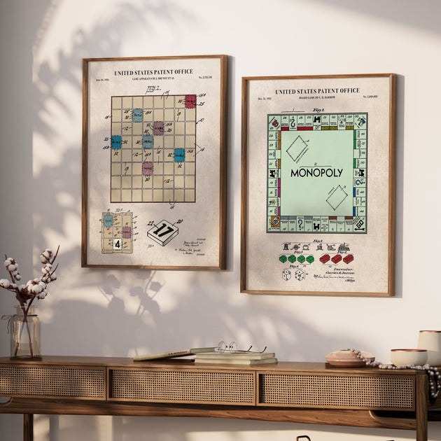 Monopoly Board Game Patent Wall Art (Colorized and 4 Design Options ...