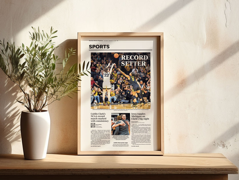 Caitlin Clark Record Setter Front Page Wall Art – Pediment Publishing