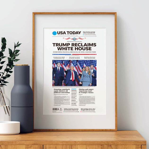 President Trump Reclaims White House Newspaper Front Page Wall Art ...