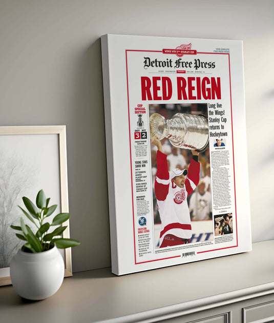 Detroit Red Wings 11th Stanley Cup Red Reign Front Page Wall Art ...